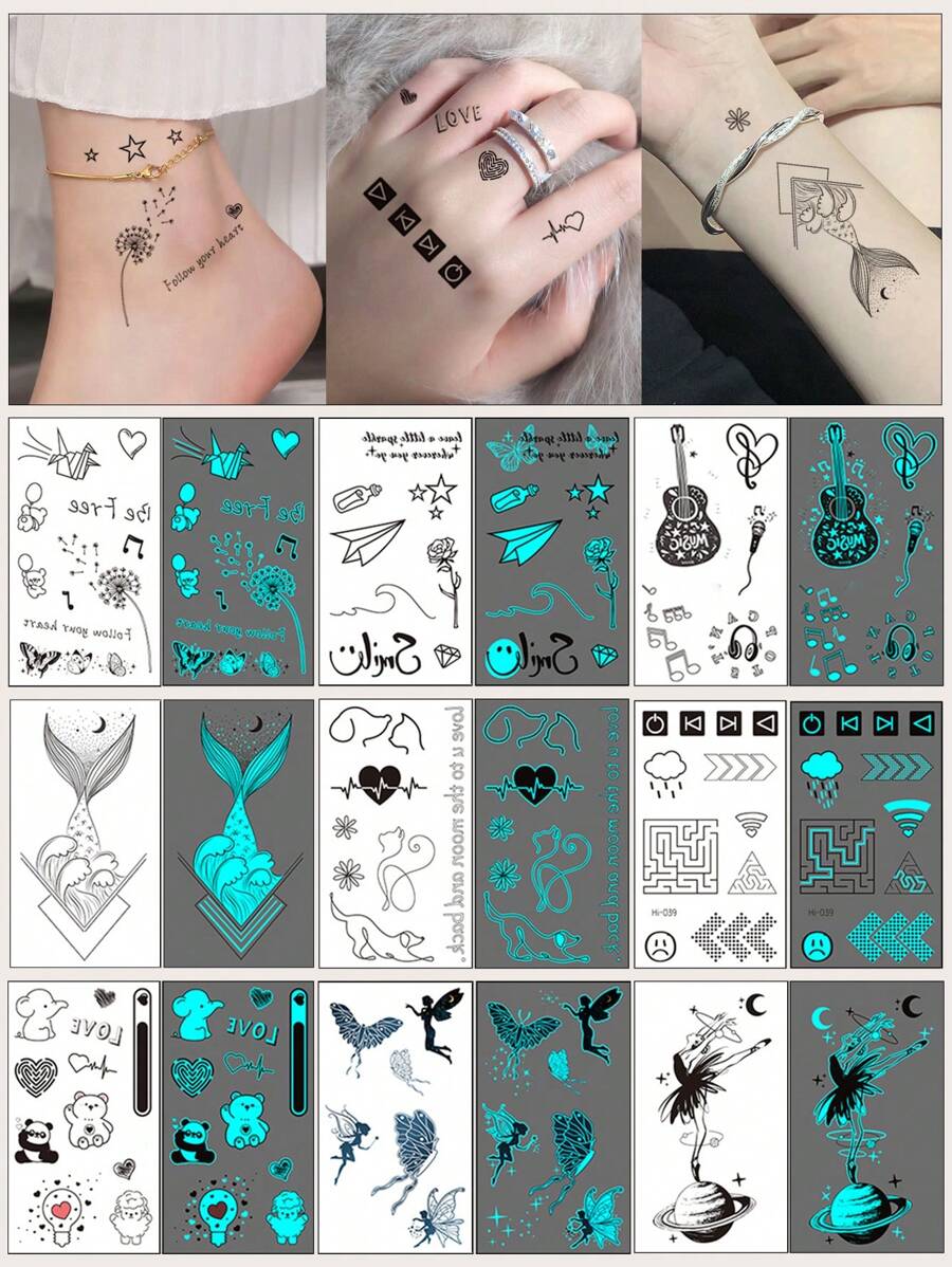 9sheets Temporary Tattoos On Fingers, Wrists, And Other Small Body ...