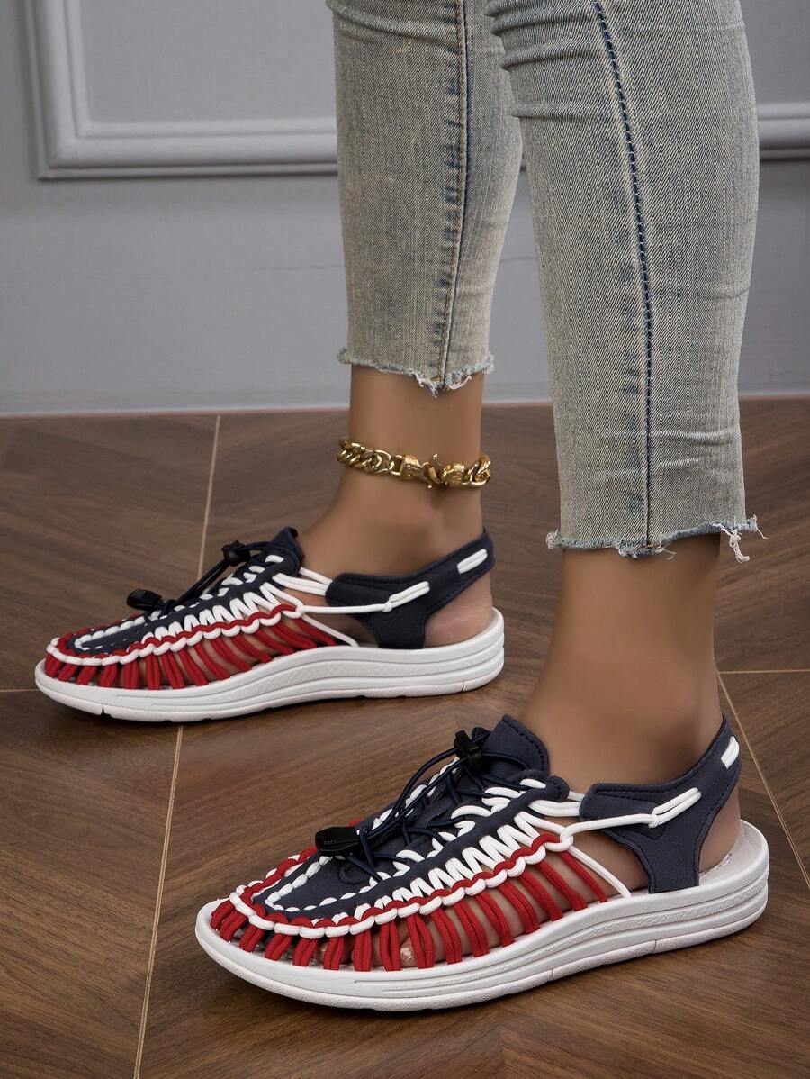 Sandales D'été Confortables Tissées À La Main De Couleur Multicolore ...