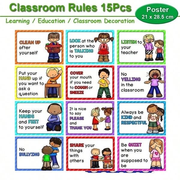 Póster De Reglas Del Aula Para Preescolar, Guardería, Decoración De La ...