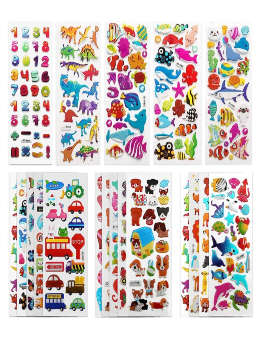 6 Sheets 3D Stickers For Kids & Toddlers Puffy Stickers Variety Pack ...