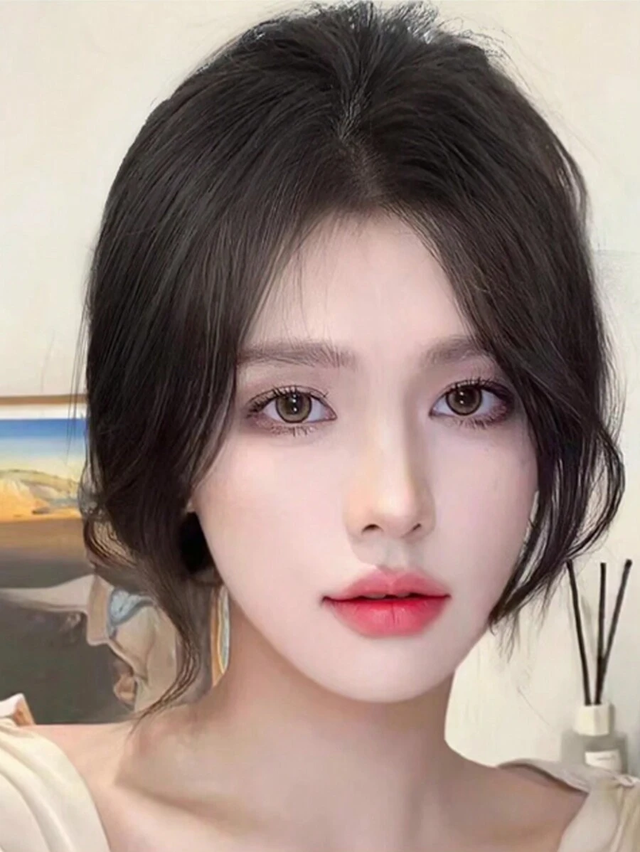 Black 10 Inch Bangs Wig With Fetal Hair, Bangs On The Top Of The Head ...