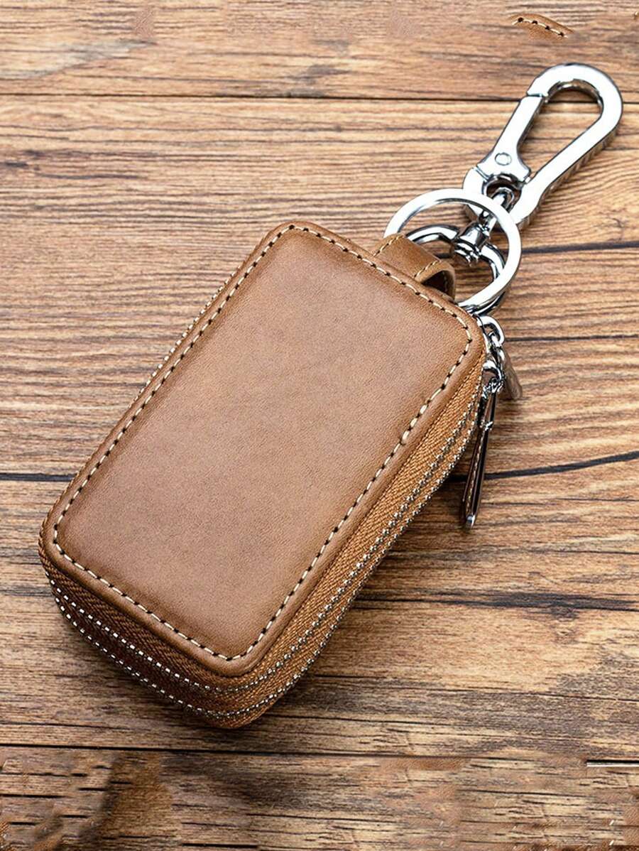 1pc Faux Leather Double-Layer Waist Hanging Key Protection Cover - Mini ...