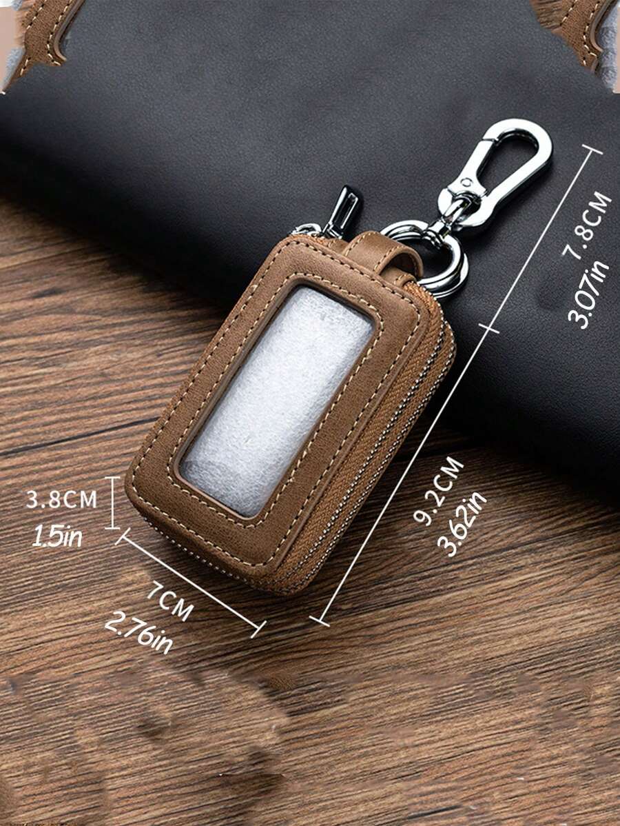 1pc Faux Leather Double-Layer Waist Hanging Key Protection Cover - Mini ...