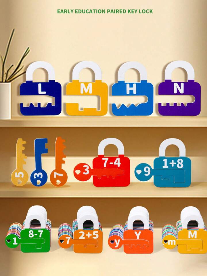 Montessori Early Education Cognitive Key Lock Pairing Game, Number ...