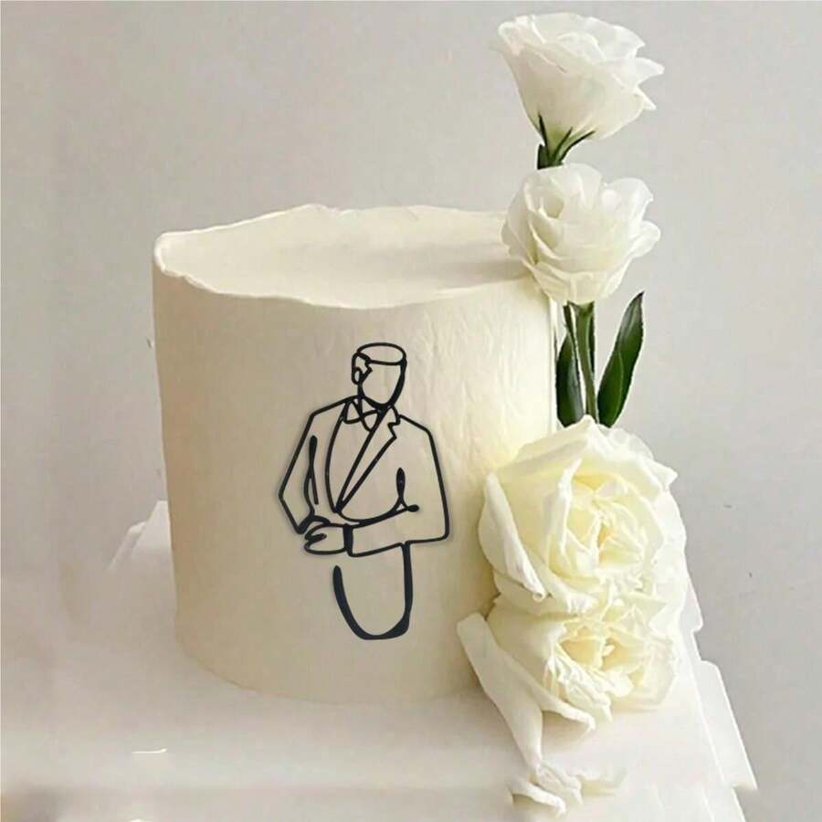 1PC Men Father's Day Birthday Cake Toppers Acrylic Daddy Face Cake ...