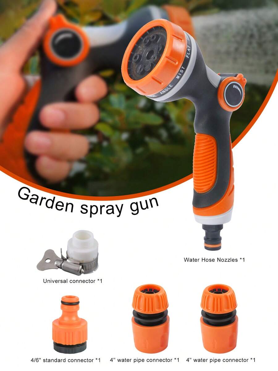 1 Set 5pcs Orange Water Gun Kit, Including 1pc 10 Spray Pattern Garden ...
