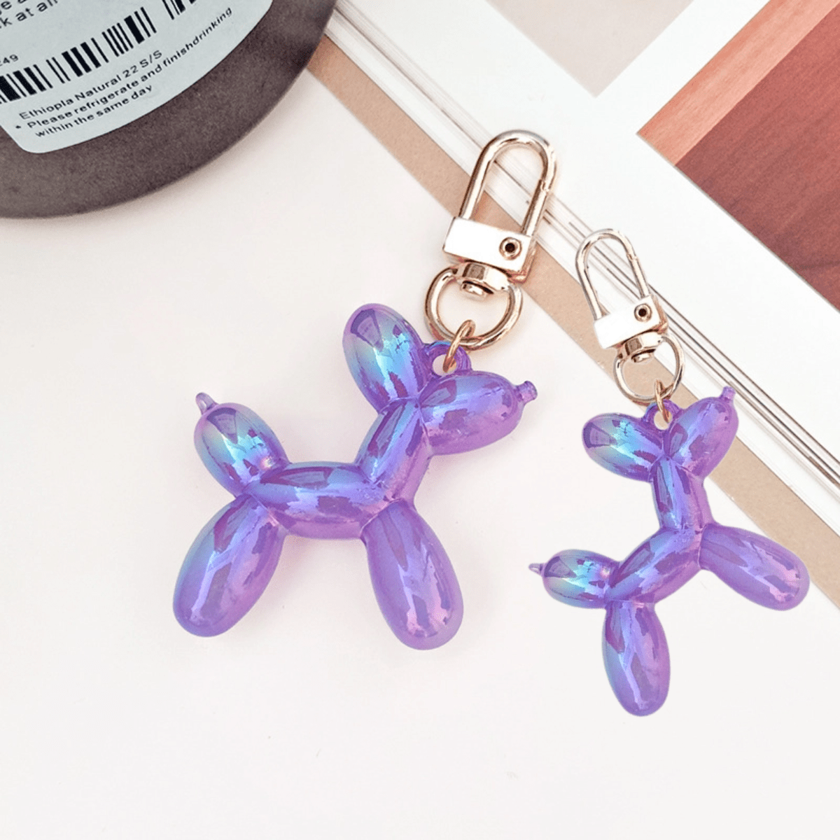 1pc Ladies' Purple Balloon Dog Keychain - Cartoon Small Animal Series ...