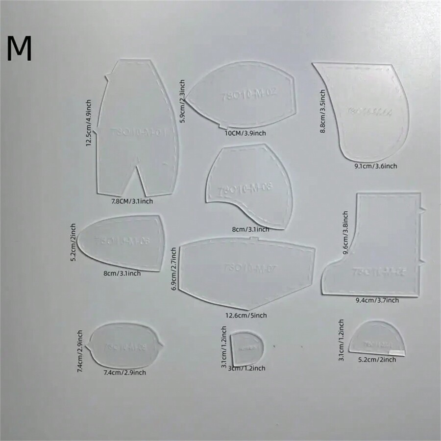 10pcs/Set Creative Memory Bear Template Sewing Patch Ruler DIY Sewing ...
