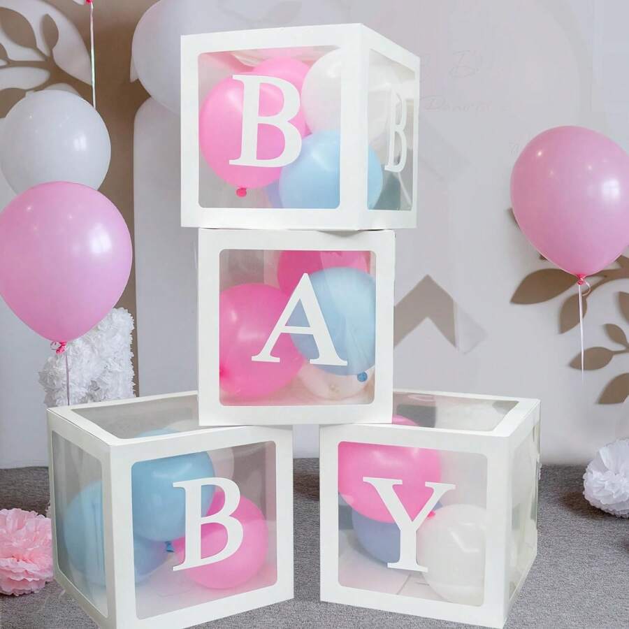 1 Pcs Transparent Balloon Boxes E Clear Balloon Boxes With Letters For ...