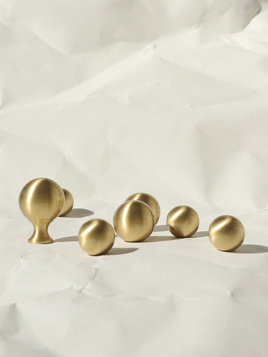 Brass Gold Round Ball Handle French Light Luxury Solid Minimalist Round ...