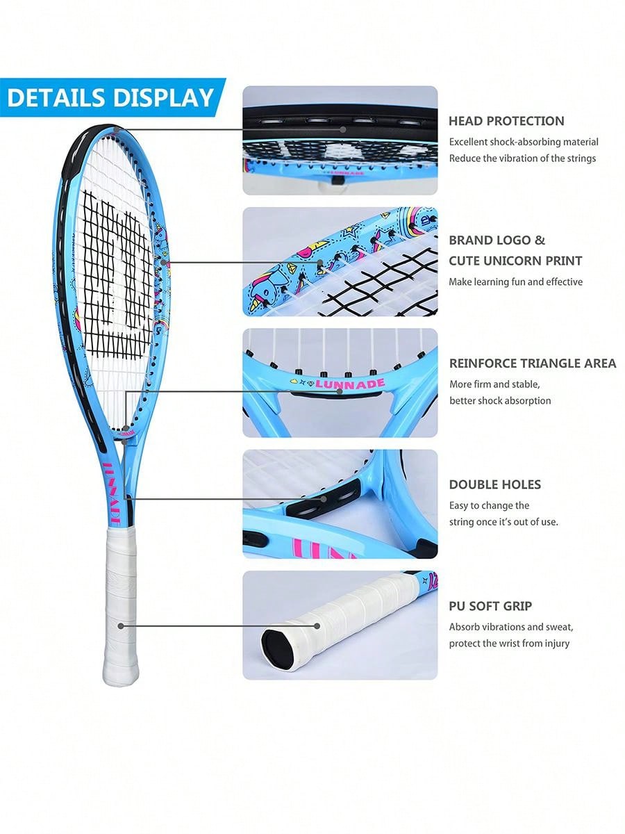 1pc Tennis Rackets With Free Bag Grip Unicorn Series Blue&Pink Color ...