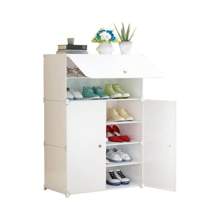 Shoe Rack Organizer 6-Tier Shoe Cabinet Expandable Free Standing Shoe ...