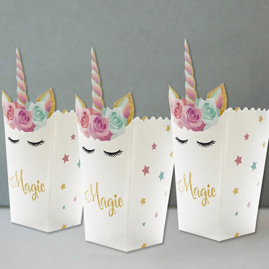 12PCS Unicorn-Themed Paper Boxes For Popcorn, Chips And Crisps. For ...