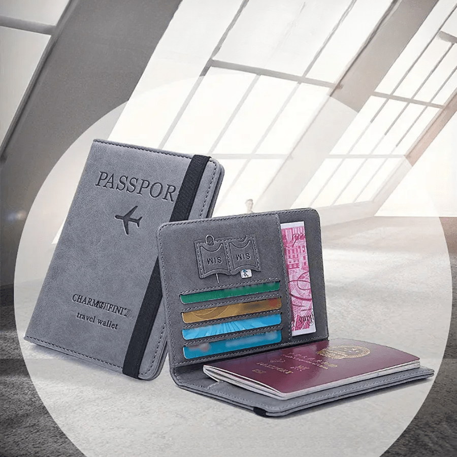 Passport Folder RFID Anti-Theft Swipe Passport Card Bag Multi ...