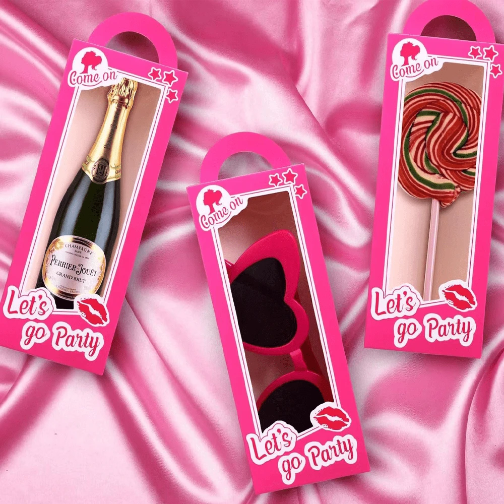 12Pcs Hot Pink Party Favor Boxes 90s Doll Pink Girls Birthday Gift ...