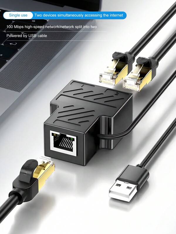 Ethernet Splitter, 100mbps Network Sharing Adapter 1 To 2 Socket Lan ...