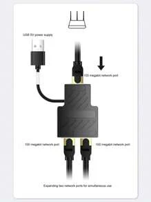 Ethernet Splitter, 100mbps Network Sharing Adapter 1 To 2 Socket Lan ...