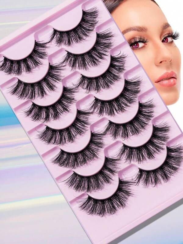 7 Pairs Of Three-Dimensional Fluffy Thick Roll Warped False Eyelashes ...
