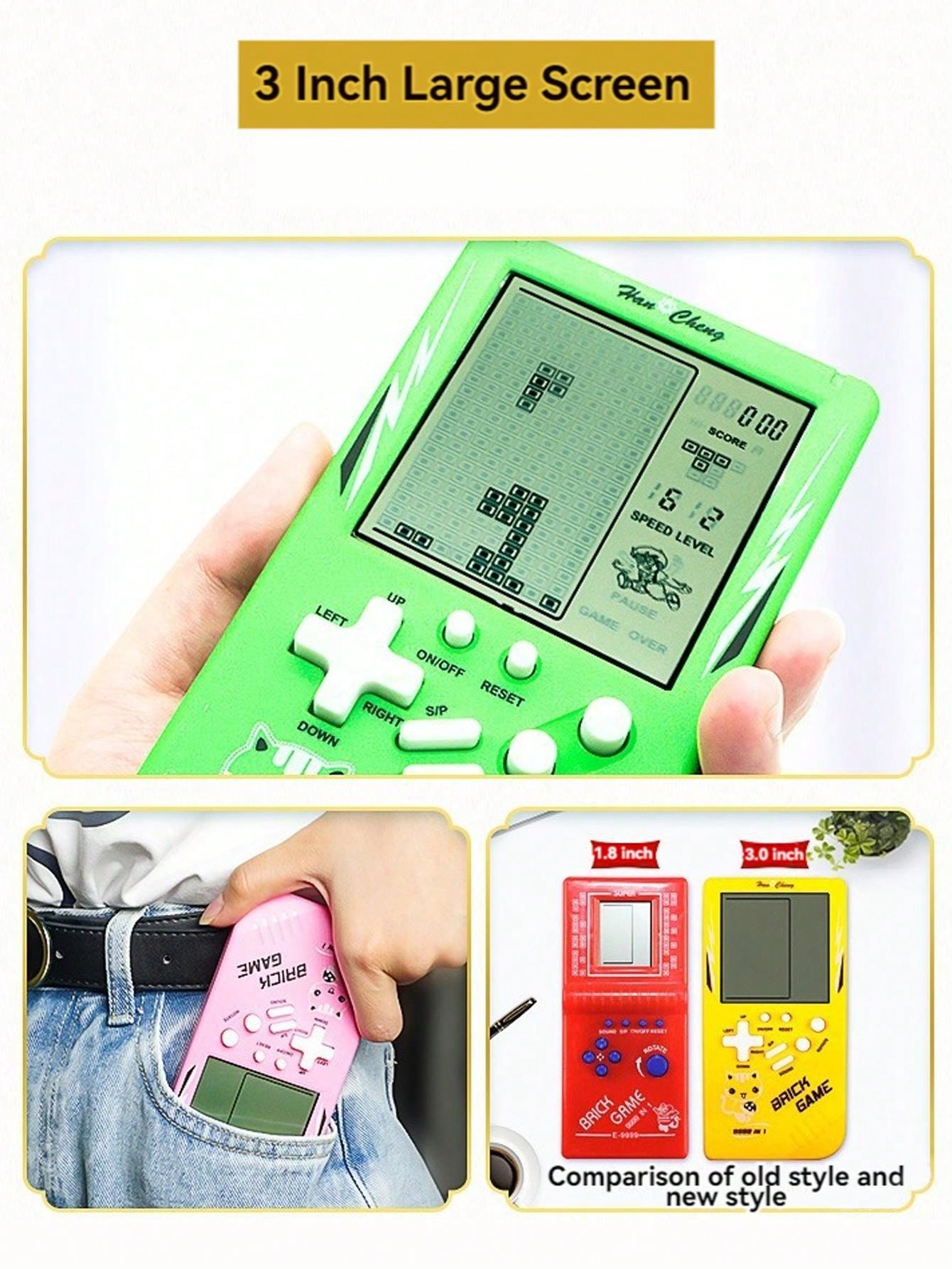 1pc 3.0 Inch Screen Classic Russian Tetris Handheld Game Console, Mini ...