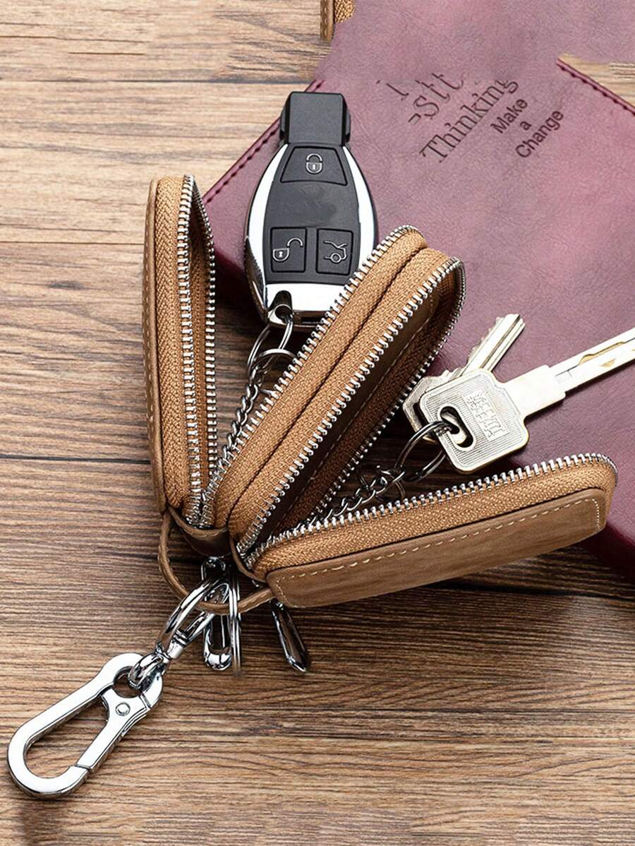 1pc Faux Leather Double-Layer Waist Hanging Key Protection Cover - Mini ...