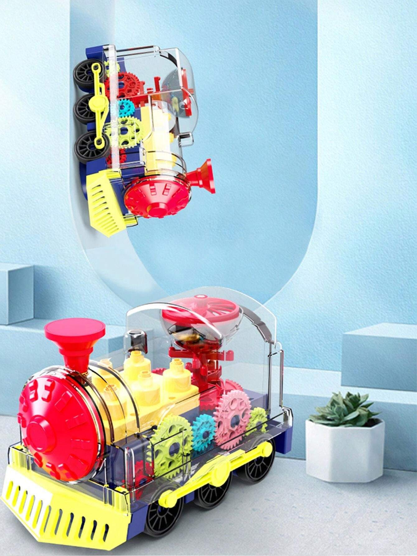 1pc Transparent Gear Train Track Toy With Sound, Light, Electric ...
