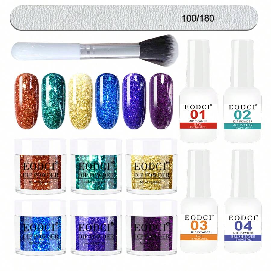 Dip Nails Powder Starter Kit,6 Colors Dip Powder Nail Kit Brown Series ...