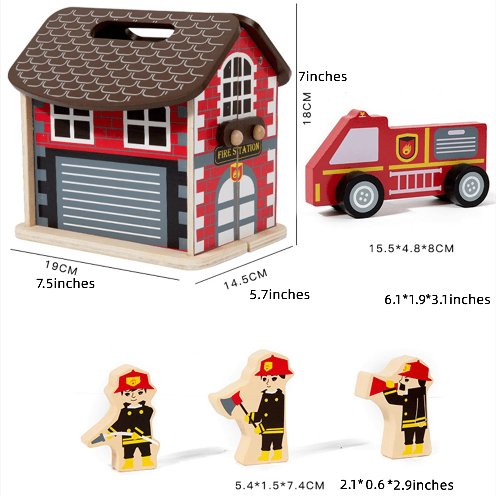 Fire Station Farm House Police Themed Foldable Wooden Figurines Playset ...