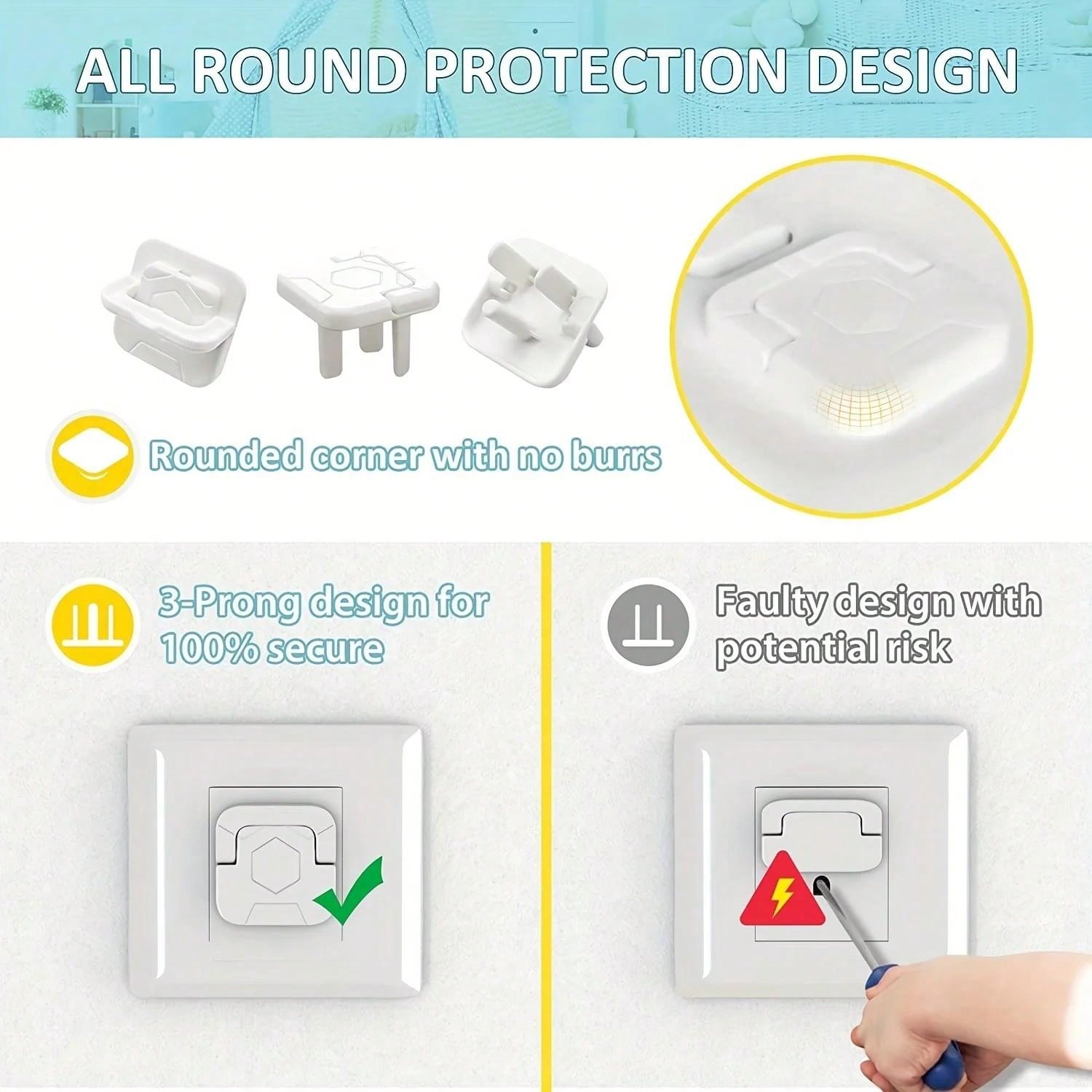 1/5pcs Baby Safety Outlet Cover, Childproof Electrical Plug Guard With ...