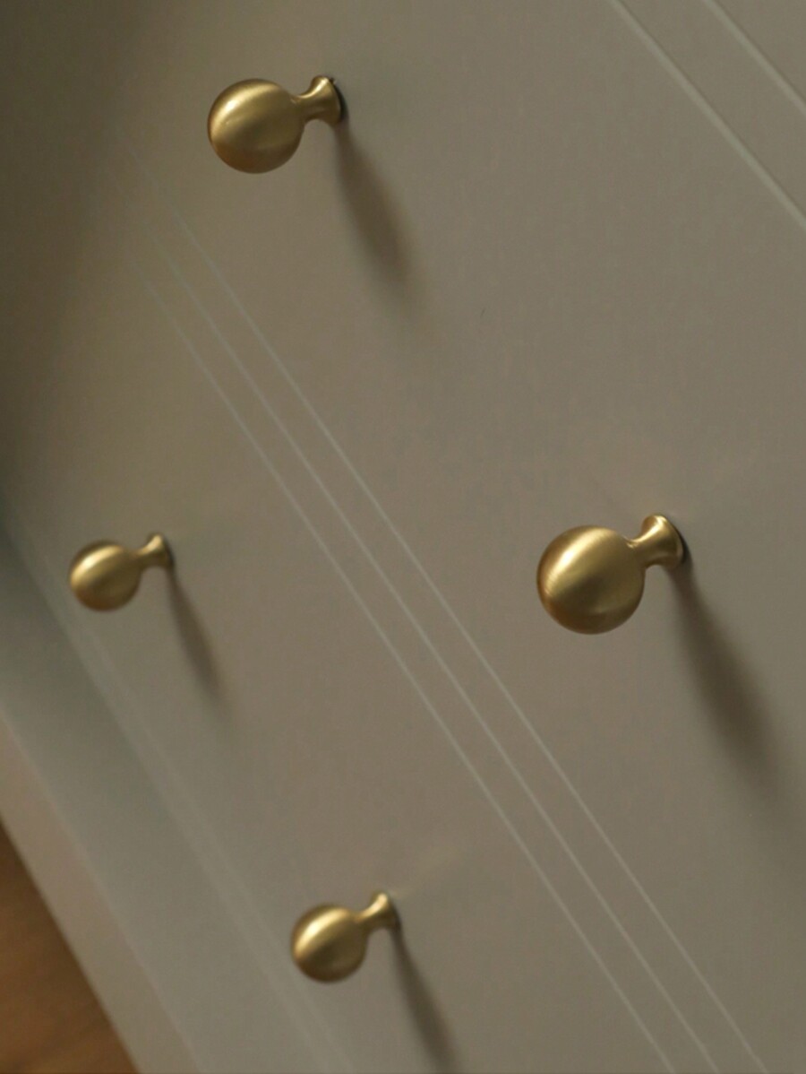 Brass Gold Round Ball Handle French Light Luxury Solid Minimalist Round ...