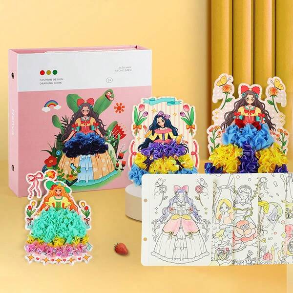 Creative Diy Sticker Book - Princess Dress-Up Theme, With Coloring ...