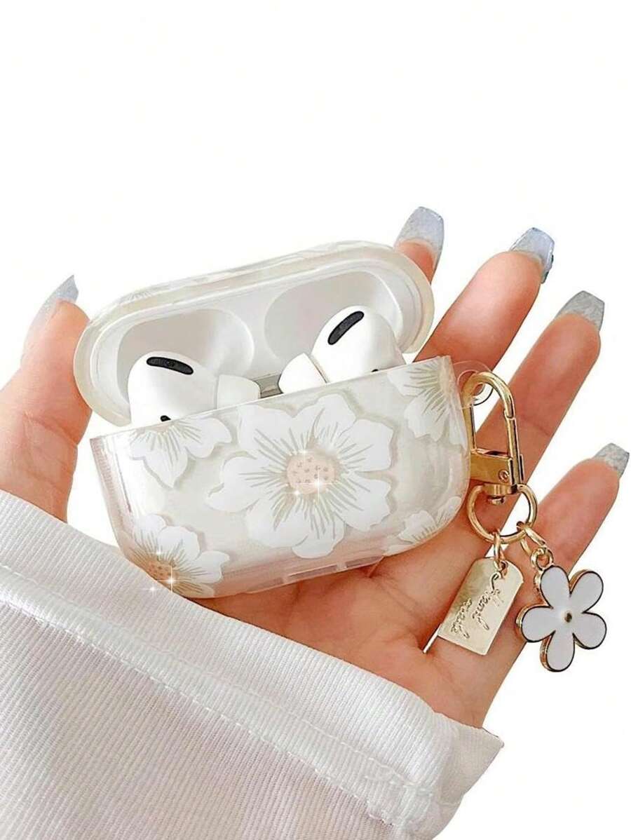 Glitter White Flower Earphone Cover, Wireless Earphone Protective Case ...