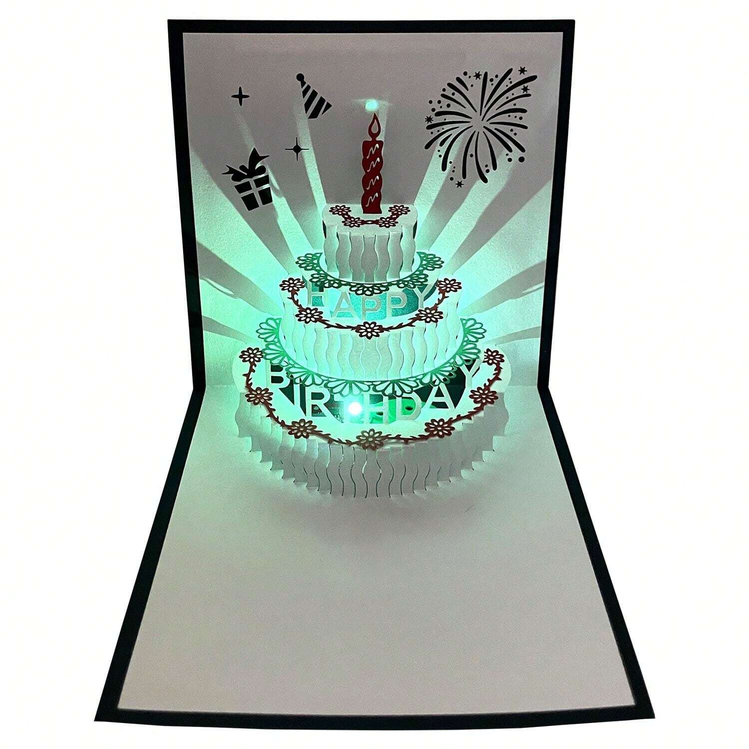 3D Birthday Cards,Warming LED Light Birthday Cake Music Postcards Pop ...