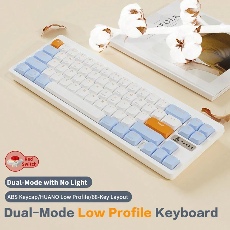 AJAZZ AKL680 Dwarf Switch Mechanical Keyboard Dual Mode Wireless Slim ...