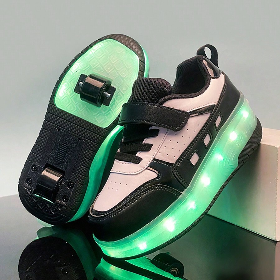 2024 New Style Teenagers' Led Light Up Roller Shoes, Double Wheel ...