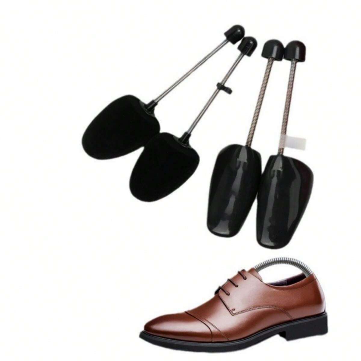 1pair Black Sturdy Spring Shoe Trees With Adjustable, Expandable, Anti ...