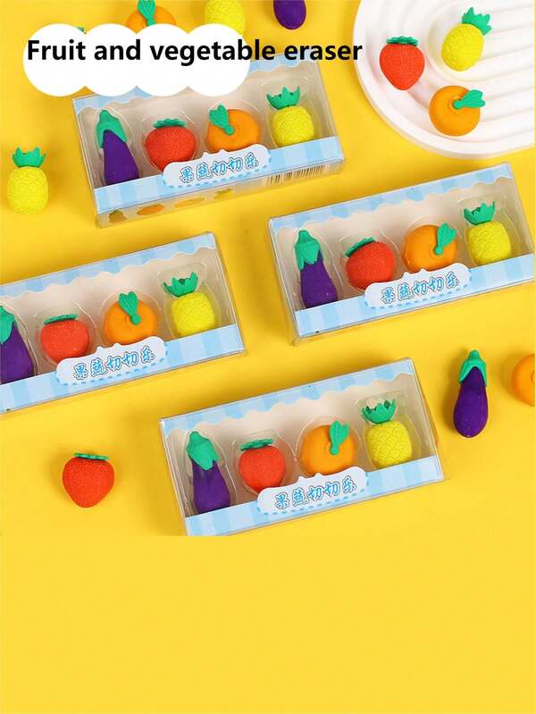 Free Gift Of A Box Of Cartoon Fruits And Vegetables Themed Stationery ...