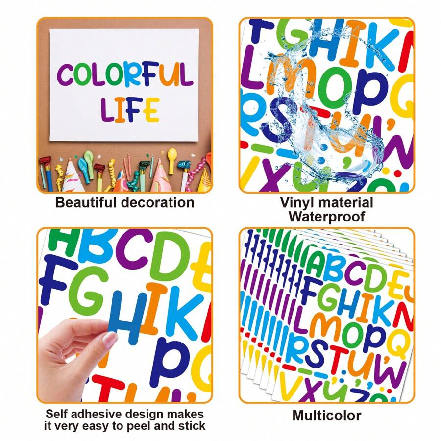 12 Sheets Vinyl Capital Letters Stickers, Self Adhesive Stick On ...