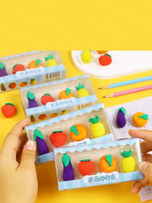 Free Gift Of A Box Of Cartoon Fruits And Vegetables Themed Stationery ...