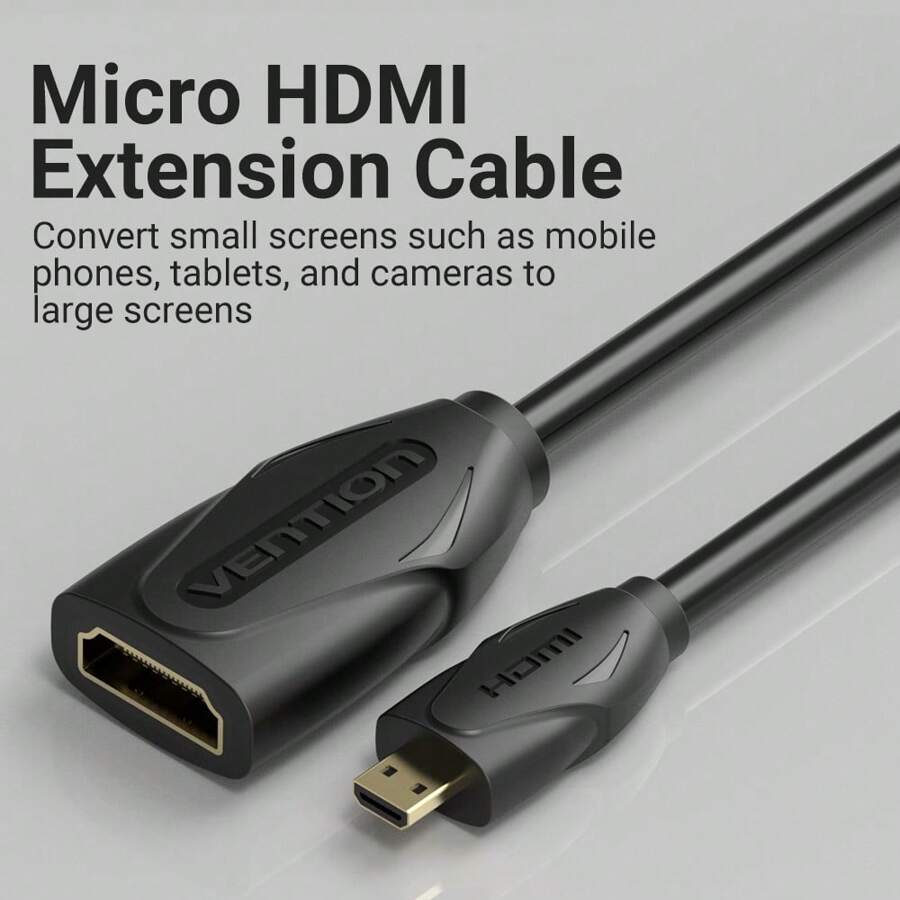 VENTION Micro HDMI Extension Cable, 4K 60Hz Micro HDMI Male To HDMI ...