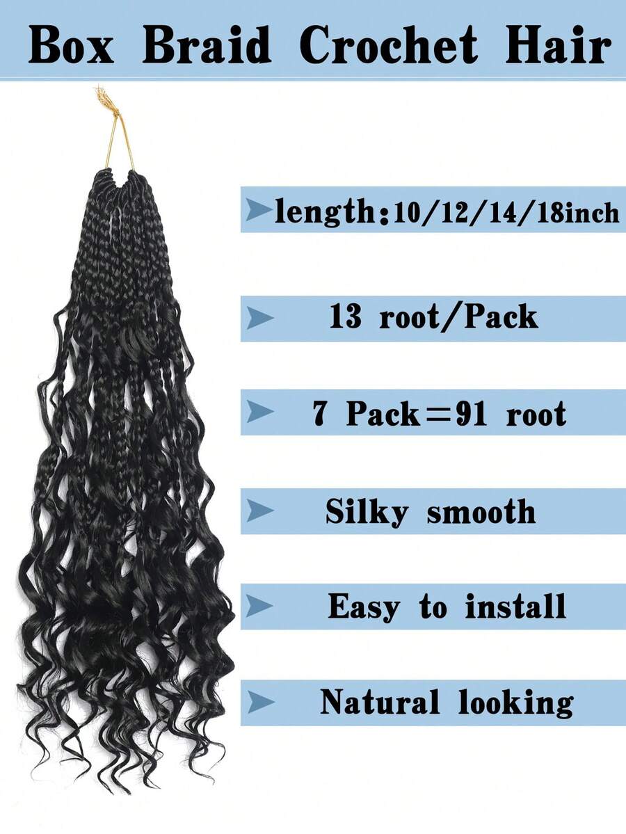 7 Pack 10/12/14/18/22 Inch Boho Box Braids Goddess Box Braids Crochet ...