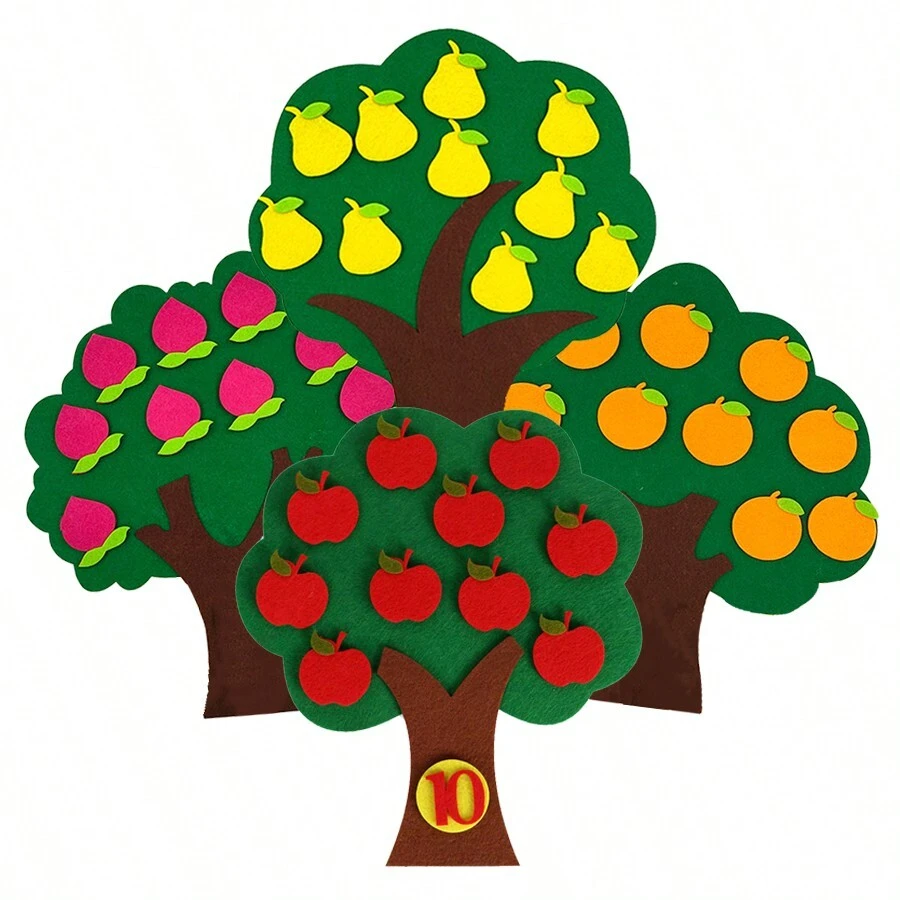 4 Styles Available Fruit Tree Puzzle Felt Children Early Education Toys ...