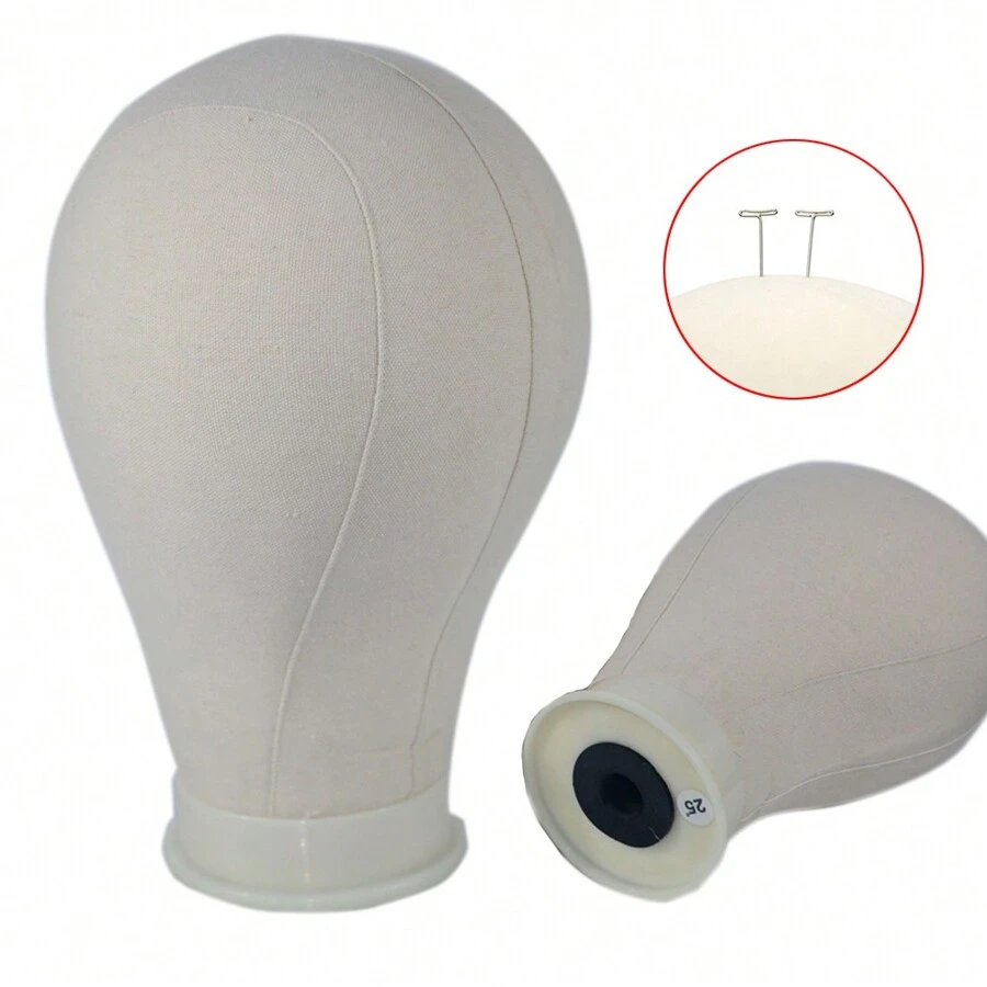 22" Canvas Block Manequin Head Wig Stand Model For Hair Extension ...