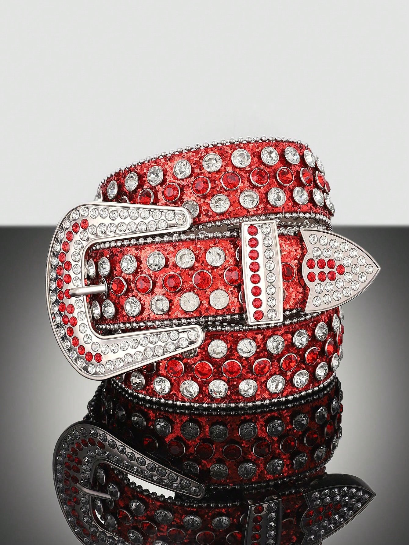 1pc Buckle Closure Three-Accessories Red Glitter White & Red Rhinestone ...