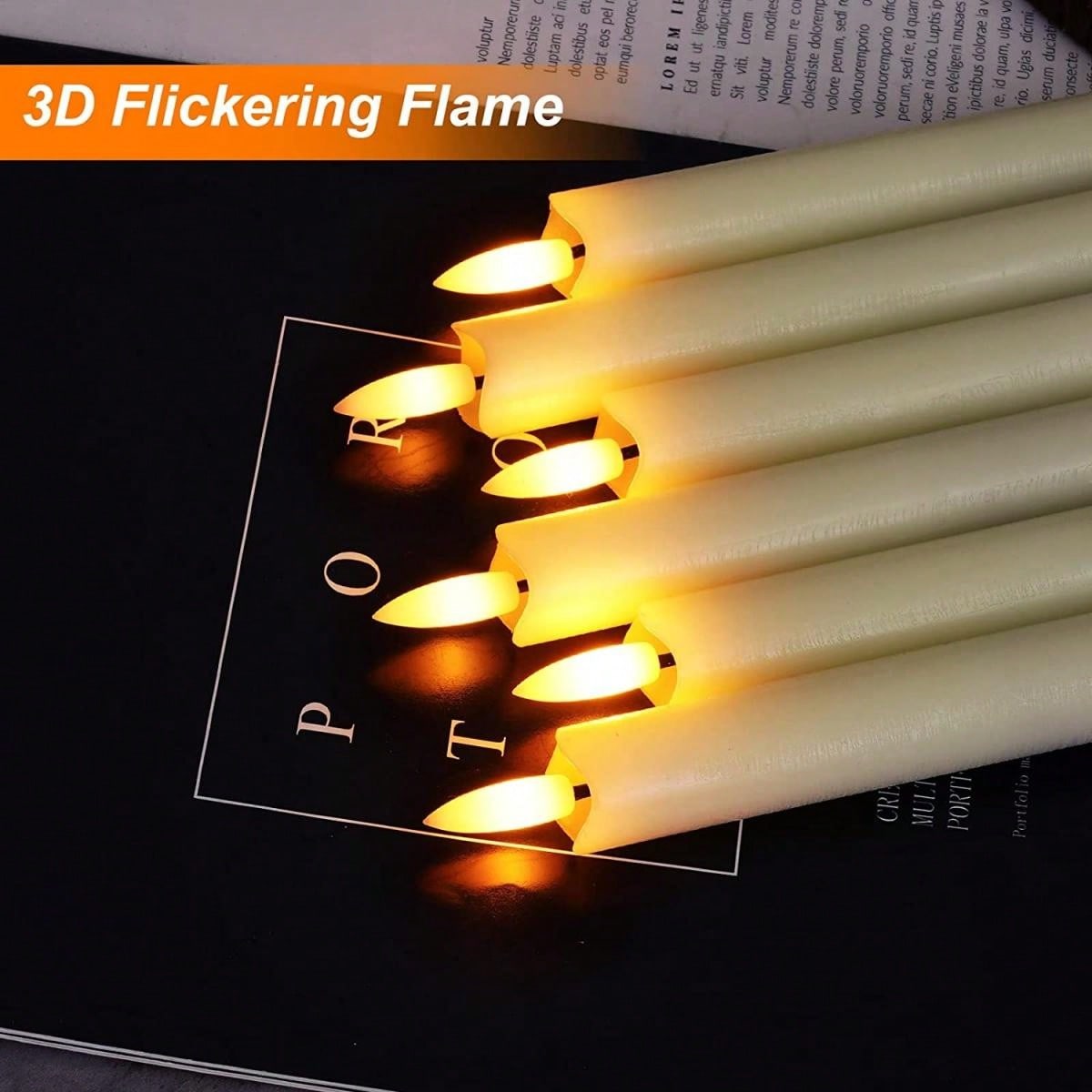 LORDWEY 6Pcs/Set Long Candles LED Flickering Taper Candles Battery ...