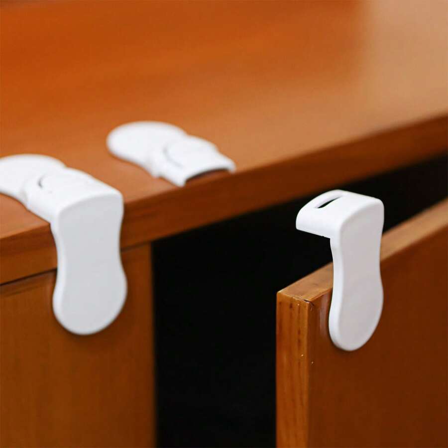 3pcs White Corner Drawer Lock Baby Safety Locks For Cabinet Drawers ...