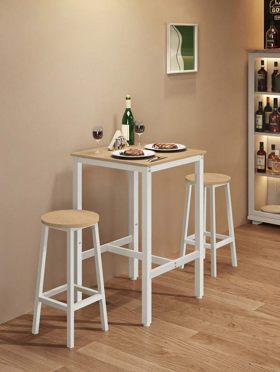 VASAGLE Breakfast Bar, Square Tall Bar Table, Heavy-Duty Steel Frame ...