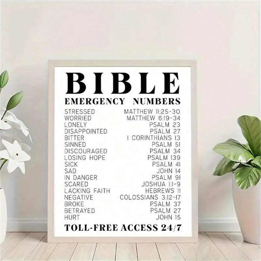 Bible Verse Emergency Numbers - Bible Verse Wall Art - Inspirational ...