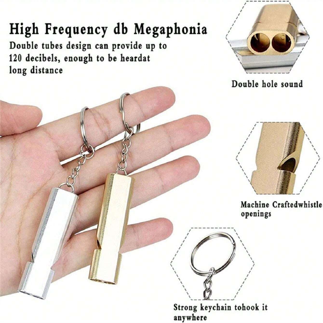 1pc Flat Aluminum Alloy Dual Frequency Survival Whistle For Coaches And ...