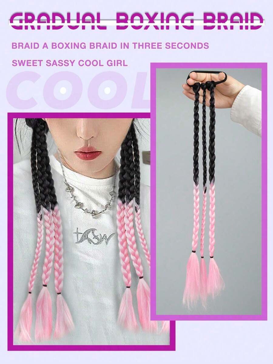 Synthetic Gradient Meat Pink Ponytail With Rubber Band 20 Inch Boxing ...