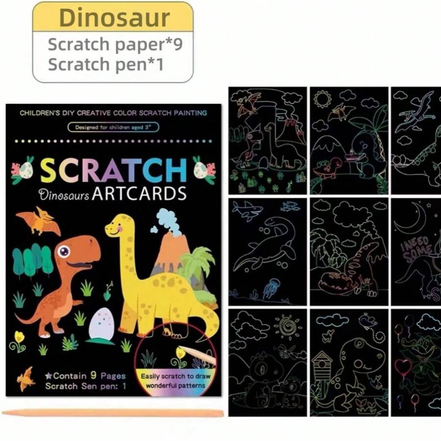 Rainbow Magic Black Scratch Art Paper Set, 9 Sheets With 1 Wooden Stylu ...